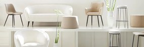 Krémové designové křeslo Almond bouclé - 91*71*77cm