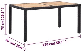 vidaXL Marketos 7dílný zahradní jídelní set s poduškami polyratan černý