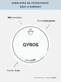 Samolepka na kořenky GYROS  bílá 5 cm tučné písmo