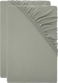 Livarno® Sada žerzejových napínacích prostěradel, 90–100 x 200 cm, 2dílná, zelená/šedá