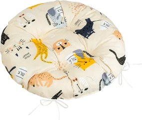 Bellatex Sedák Adéla prošívaný kulatý průměr 40 cm Kočka Béžová,Černá,Šedá