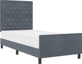 Postel s boxspringem s čelo Tmavě šedá 100 x 200 cm samet 3344856