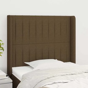 Čelo postele typu ušák tmavě hnědé 83x16x118/128 cm textil 3119795