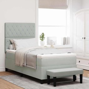 Postel s boxspringem s čelo Světle šedá 200 x 90 cm samet 3344420