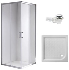 BPS-koupelny Čtvercový sprchový kout HYD-SK93B 90x90 chrom/transparent + vanička HYD-SSV-SXL02B bílá