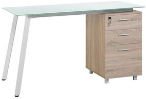 Psací stůl 130 x 60 cm světlé dřevo/bílý MONTEVIDEO Beliani