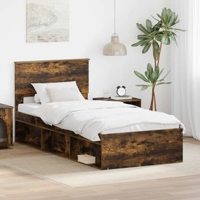 Rám postele s čelo Kouřový dub 100 x 200 cm Kompozitní dřevo 3407917