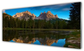akrylový obraz Les Jezero Krajina 125x50 cm