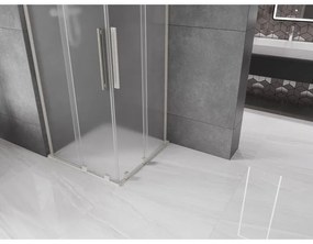 Mexen Velar L Duo, sprchový kout s posuvnými dveřmi 80 x 80 cm, 8mm sklo námraza, broušená ocel, 871-080-080-02-33-97