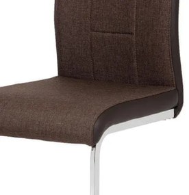 Autronic Moderní jídelní židle Jídelní židle chrom / hnědá látka + hnědá koženka (DCL-410 BR2)