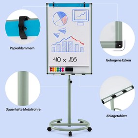 Costway Stojan na flipchart na kolečkách s magnety a fixy, výškově nastavitelná