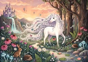 TREFL Třpytivé puzzle Duhová záře jednorožce / 100 dílků / 41 x 27,8 c