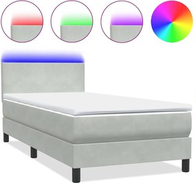 Box spring postel s matrací a LED Světle šedá 90x220 cm Samet 3316719