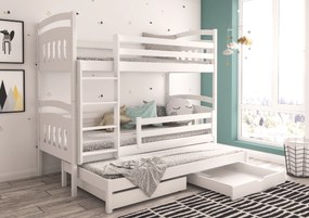 ADRK Furniture Třípatrová postel pro tři osoby s matracemi ADLO 200x90