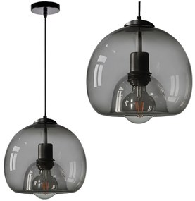 Toolight - závěsná skleněná svítilna s kouřového skla E27 60W APP1027-1CP, černá, OSW-01154