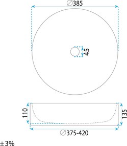 Rea Anastazja, umyvadlo na desku 390x390x135 mm, bílá lesklá, REA-U0639
