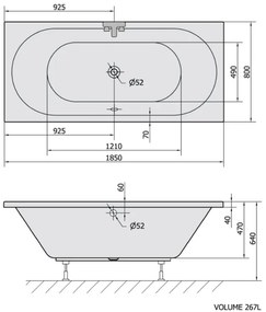 Polysan VIVA B obdélníková vana s konstrukcí 185x80x47cm, bílá, 71977