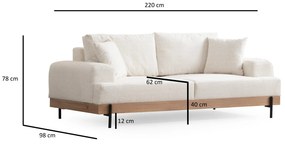 Hanah Home Třímístná pohovka ETI dub bílá 220 cm