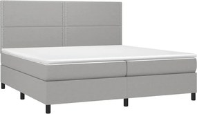 Box spring postel s matrací a LED světle šedá 200x200 cm textil 3134821