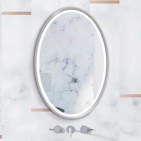 Zrcadlo Nordic Oval Silver LED Rozměr: 50 x 70 cm