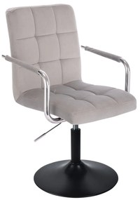 LuxuryForm DESIGN Otočná židle VERONA VELUR na černém talíři - světle šedá