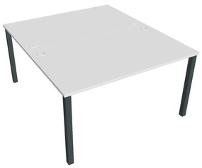 Dvojstůl pracovní rovný 140×160 cm - Hobis Uni USD 1400 Dekor stolové desky: bílá, Barva nohou: černá