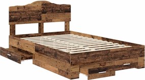 Rám postele s čelo Staré dřevo 120 x 190 cm Kompozitní dřevo 3413227