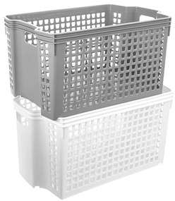Orion L - Košík, úložný box STACK, stohovatelný, bílý, 28x19,5x14,5cm