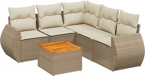 6dílná zahradní sedací souprava s poduškami béžová polyratan 3225001