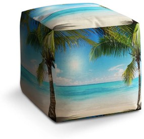 Sablio Taburet Cube Pláž s palmami: 40x40x40 cm