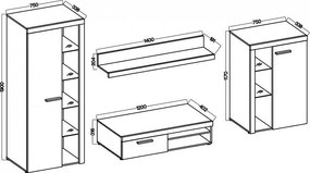 Casarredo - Komfort nábytek Obývací stěna, sestava RUMBA bílá/beton