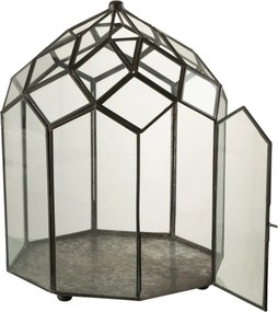 Černý kovový domácí skleník Terrarium - 25*25*38 cm