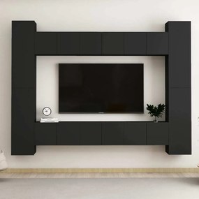 vidaXL 10dílný set TV skříněk dřevotříska [3078652] Barva: Černá