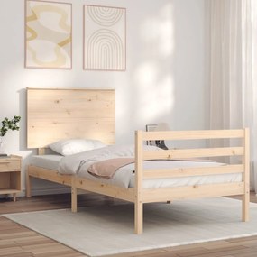 vidaXL Rám postele s čelem Single masivní dřevo [3195187] Barva: Přírodní