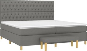 Box spring postel s matrací tmavě šedá 200x200 cm textil 3137422