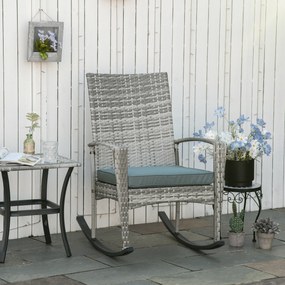 Houpací křeslo Outsunny Zahradní houpací křeslo s polštářem, polyratan a kov, šedé, 66 x 88 x 98 cm, ideální na terasu a zahradu | Aosom.de