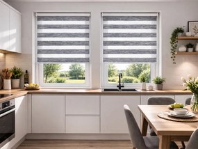 ZEBRA-SHOP Roleta DEN A NOC / MINI / PREMIUM / BÍLO-ŠEDÝ MELÍR / BH 67 Barva mechanizmu: hnědá, Výška: 220, Šířka: 101