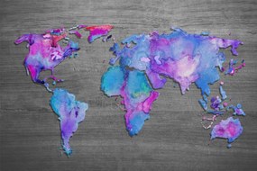 Malvis ® Obraz Mapa světa na dřevě Velikost: 150x100 cm