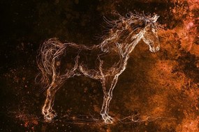 Tapeta kůň abstrakce - 300x200 cm