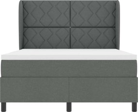 Postel s boxspringem s čelo Tmavě šedá 140 x 200 cm textil 3340628