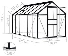 Skleník s podkladovým rámem antracitový hliník 7,03 m² - Default Title