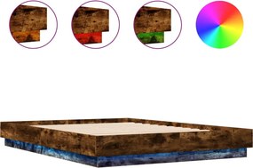 Rám postele s LED osvětlením kouřový dub 140 x 200 cm 3209797