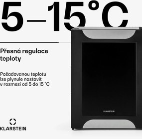 Klarstein Happy Hour 33, minibar, 33 l, 5-15 °C, energetická třída G, tichý, 25 dB, LED osvětlení, černý