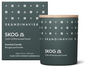 SKANDINAVISK Vonná svíčka SKOG (les) 65 g, zelená barva, sklo, dřevo, vosk