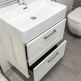 Mereo Mereo, Leny, koupelnová skříňka s keramickým umyvadlem 50 cm, bílá, nové madlo, MER-CN810N