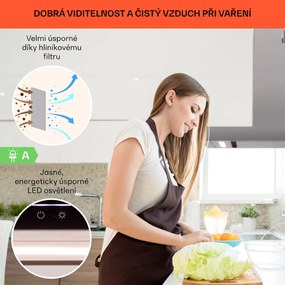 Klarstein Alinea 60 Smart, digestoř, 60 cm, nástěnná, 555 m³/h, Wi-Fi, A++, dotykový displej