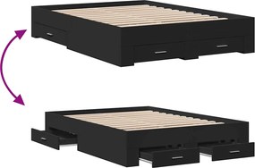 Rám postele se zásuvkami černý 135 x 190 cm kompozitní dřevo 3280406