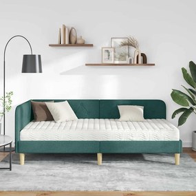 Rohový rám postele Tmavě zelená 90 x 190 cm textil 3394113