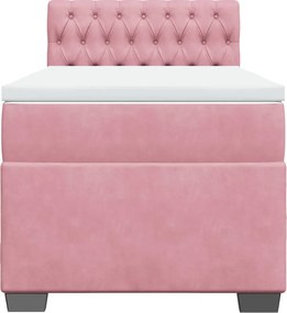 Box spring postel s matrací růžová 90x200 cm samet 3288521