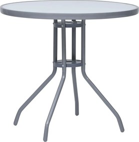 vidaXL Zahradní stolek 80 cm ocel a sklo [312215] Barva: světle šedá
